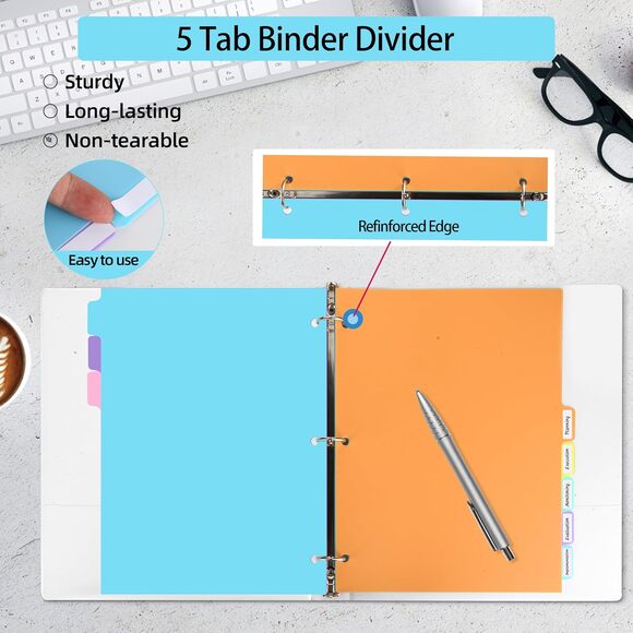 Eersida | Office | 6 Tab Dividers For 3 Ring Binder Plastic Tab ...